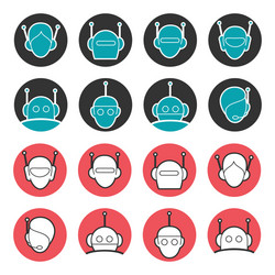 Cyborg robots head collection logos symbols Vector Image