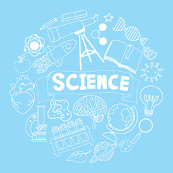 I love science doodles in heart Royalty Free Vector Image