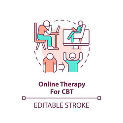 2d customizable online therapy for cbt line icon Vector Image