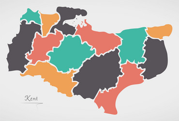 Kent england map with states and modern round Vector Image