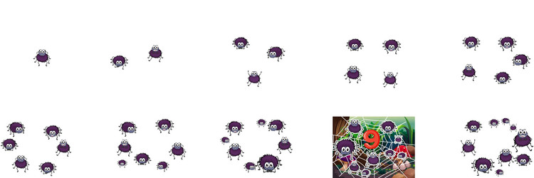 Flashcard number 9 with nine children in the park Vector Image