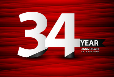 34 year anniversary celebration logo Royalty Free Vector