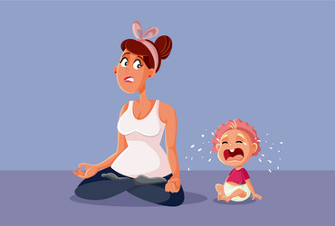 Stressed mom of twins trying to relax cartoon Vector Image