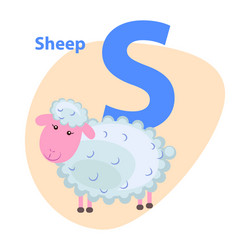 Character s cheerful sheep on abc for children Vector Image