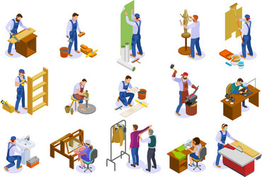 Craftsman people isometric composition Royalty Free Vector