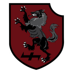 Design patch heraldic shield with a werewolf Vector Image