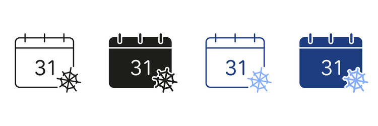 Halloween calendar with spider web line Royalty Free Vector