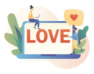 Tiny people with heart love letter and big Vector Image