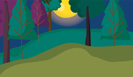 Night moon tree landscape cartoon Royalty Free Vector Image