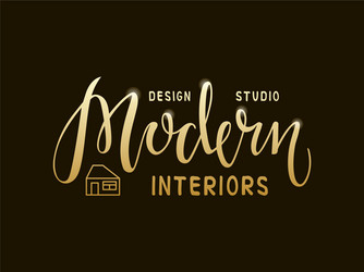 Modern interiors design studio lettering 1 Vector Image