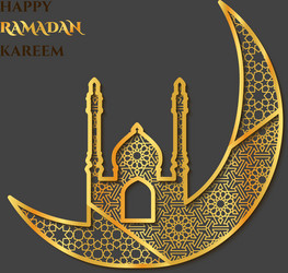 Ramadan kareem with waning moon and islamic art Vector Image