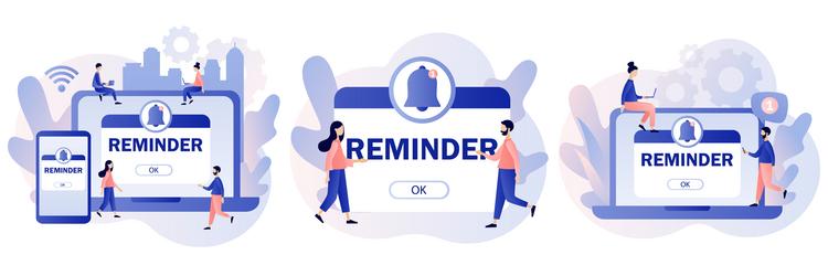 Reminder concept notifications page Royalty Free Vector