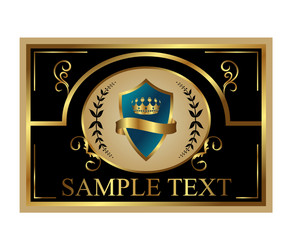 Classic gold label crown shield Royalty Free Vector Image