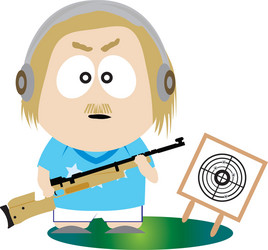 Skeet shooting cartoon colored clipart Royalty Free Vector