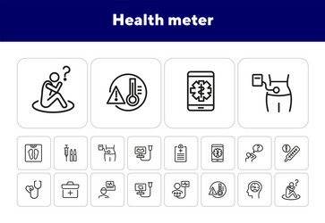 Health meter line icon set Royalty Free Vector Image