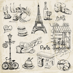 Paris set Royalty Free Vector Image - VectorStock