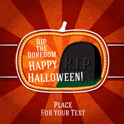 Pumpkin shape retro stylized badge with black Vector Image