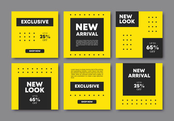 Set of editable square banners template design Vector Image