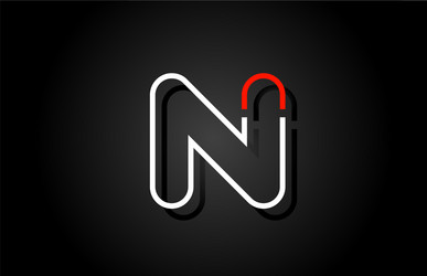 Grunge white red black alphabet letter n logo Vector Image