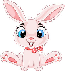 Cute little rabbit cartoon sitting Royalty Free Vector Image