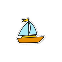 Boat toy cartoon sticker on white background Vector Image