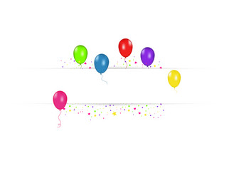 Blank banner with color confetti isolated on white