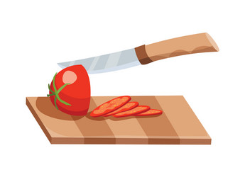 Collection of sliced vegetable slicing by knife Vector Image