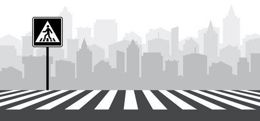Street with zebra lines road marking pedestrian Vector Image
