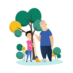 Kids Help the Elderly Cartoon Vector Images (over 190)
