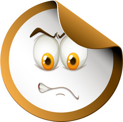 Round sticker with happy face Royalty Free Vector Image