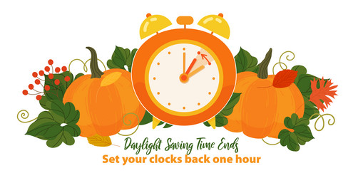 Daylight saving time ends fall back concept Vector Image