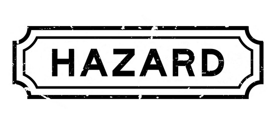 Grunge black hazard word round rubber seal stamp Vector Image