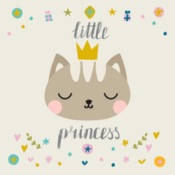 Cute princess cat Royalty Free Vector Image - VectorStock