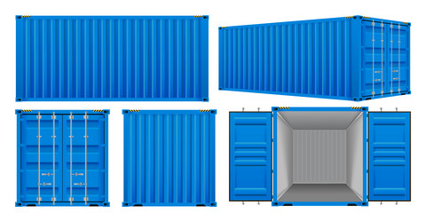 Realistic cargo containers 3d templates set Vector Image