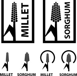 Corn rice millet sorghum cereal symbols Royalty Free Vector