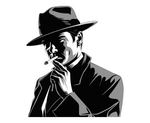 Gangster detective mafia policeman man Royalty Free Vector