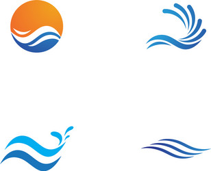 Waves sea sunrise logo design concept template Vector Image