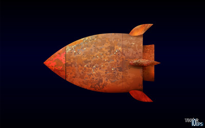 Flying rusty rocket photo frame isolated cartoon Vector Image