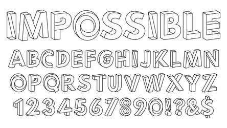 Impossible shape font Royalty Free Vector Image