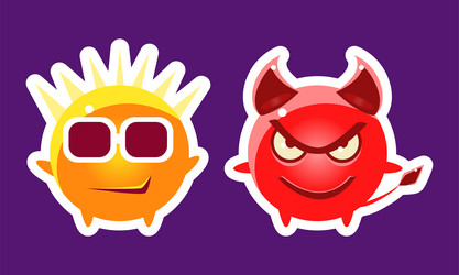 Devil evil round character emoji Royalty Free Vector Image