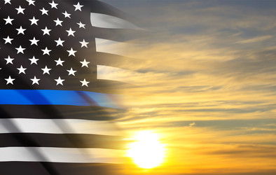 American flag with police blue line Royalty Free Vector
