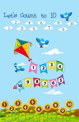 Lets count to 10 jungle scene Royalty Free Vector Image