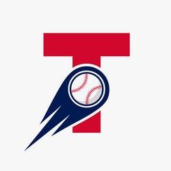 Letter t cricket logo concept with moving ball Vector Image