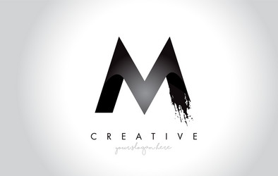 Mh brush letter logo design creative brushed Vector Image