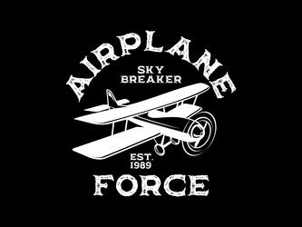 Air plane emblem biplane label badges Royalty Free Vector