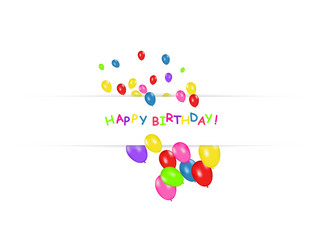 Blank banner with color confetti isolated on white