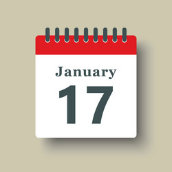Icon day date 17 january template calendar page Vector Image