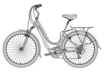 Detailed bike wireframe from black lines isolated Vector Image