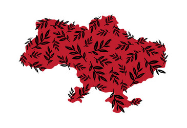 Ukraine map red black Royalty Free Vector Image