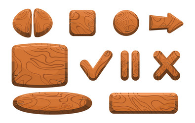 Wooden button cartoon interface ui or game gui Vector Image